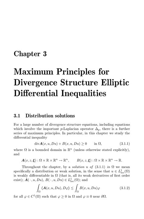 Pdf Maximum Principles For Divergence Structure Elliptic Differential Inequalities