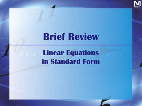 Brief Review Linear Equations In Standard Form Media4math