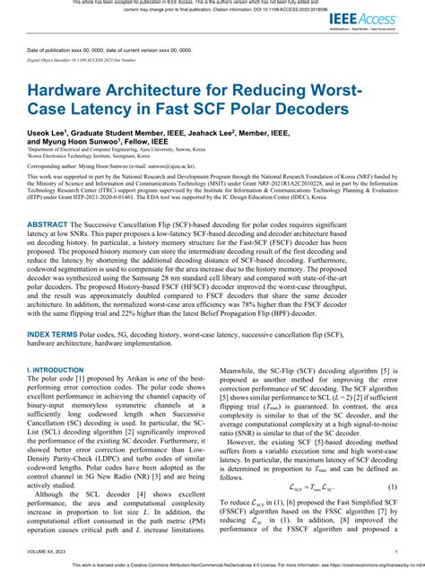 Pdf Hardware Architecture For Reducing Worst Case Latency In Fast Scf Polar Decoders