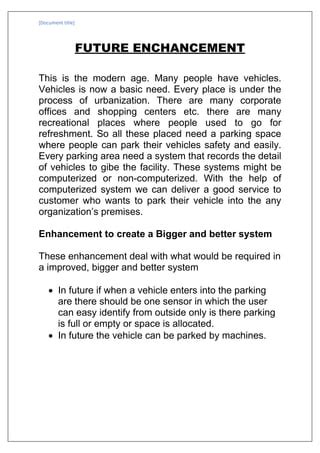 Parking System Management In C Programing Language Project PDF
