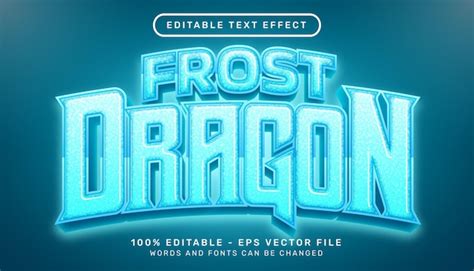 서리 드래곤 라이트 컬러 3d 텍스트 효과 및 편집 가능한 텍스트 효과 프리미엄 벡터