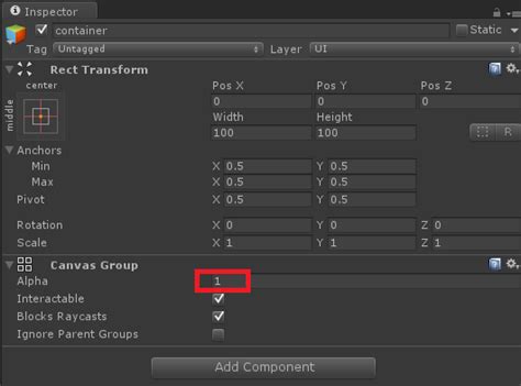 canvas group component issue in unity ngui questions and answers