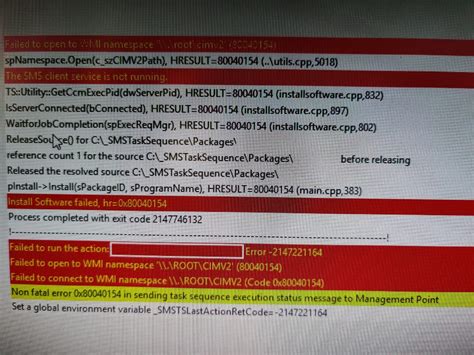 Task Sequence Fails Failed To Open To Wmi Namespace Rootcimv2