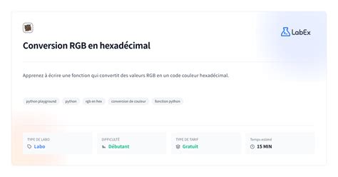 Conversion Rgb En Hexadécimal Labex
