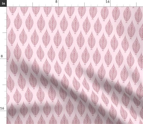 Leaf Block Print In Blush Fabric Spoonflower