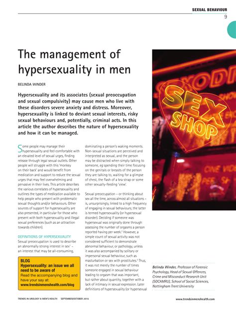 PDF The Management Of Hypersexuality In Men Sexual Behaviour