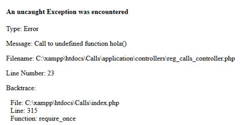 Php Al Llamar Función Marca Message Call To Undefined Function Hola