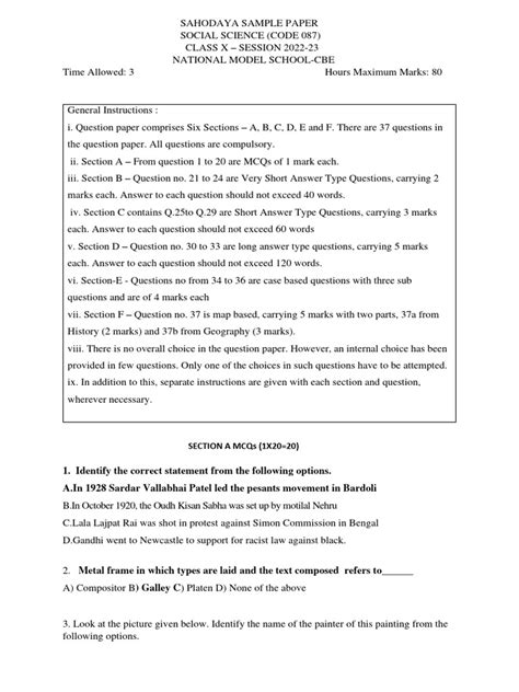 Soc Coim Sahodaya Ms X Social Ms Cbessc Dec 22 Pdf Agriculture