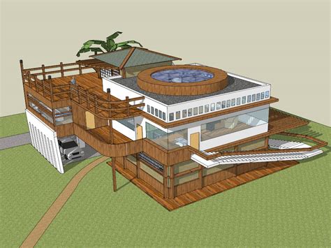 Small Tropical Villa Sketchup 3d Model Skp File Download Sketchupbox