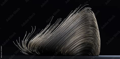Luxury Smoothly Flowing Particles Swarm With Glowing Golden Trails In Cold Colors Suitable For