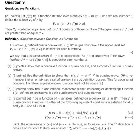 Solved Quasiconcave Functions 20 Points Let F X Be A