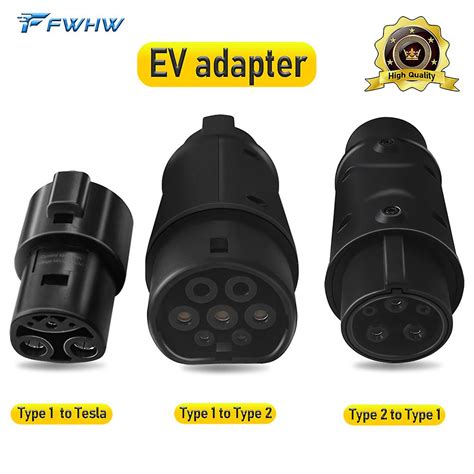Fwhw Evse Adaptor Type To Type Ev Adapter Convertor Sae J To Tesla Ev Charger Connector
