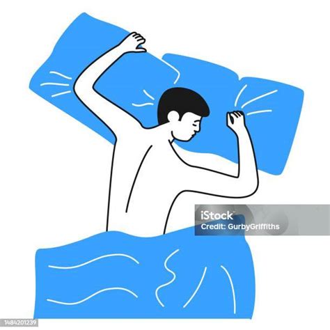 침대에서 자고 있는 벌거벗은 남자 플랫 벡터 일러스트레이션 잠자기에 대한 스톡 벡터 아트 및 기타 이미지 잠자기 남자 고개 숙인 Istock