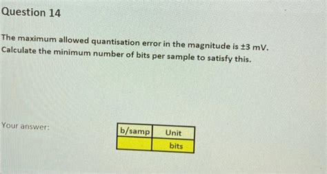 Solved Question 14 The Maximum Allowed Quantisation Error In