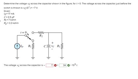 Solved Determine The Voltage Vc Across The Capacitor Shown Chegg Com