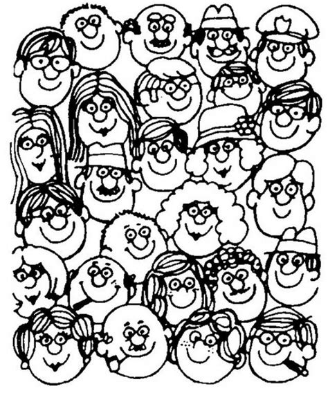 Caras De Muchas Personas Para Colorear ~ 4 Dibujo