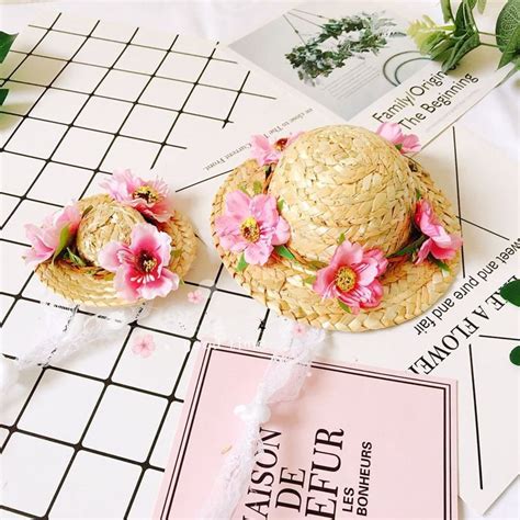 Badu Bg 9 см пролетна слънчогледова флорална котешка сламена шапка сомбреро плажно сладко куче