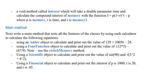 Solved You Are To Design A Series Of Calculator Classes