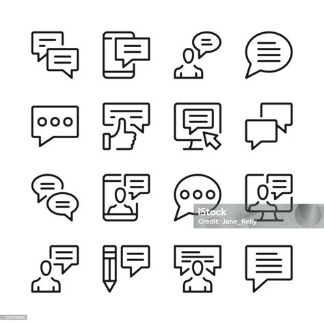 말풍선과 메시지 라인 아이콘을 설정 합니다 현대 그래픽 디자인 개념 간단한 개요 요소 컬렉션입니다 벡터 선 아이콘 대화 풍선 문자 기호에 대한 스톡 벡터 아트 및 기타