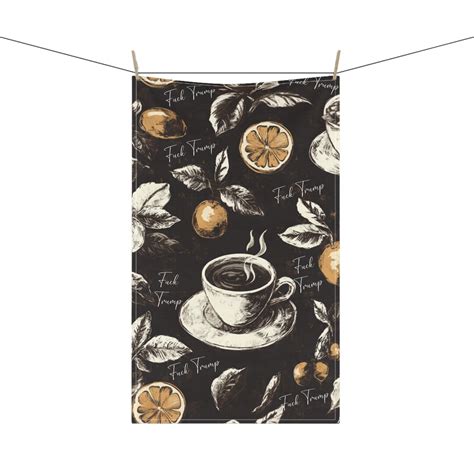 Vintage Coffe Cup Tea Towel Subtle Fuck Trump Kitchen Towel Fdt Hand