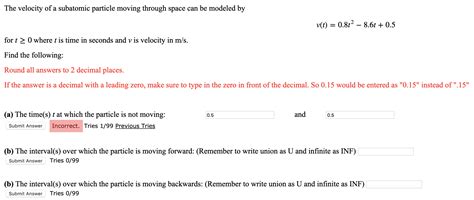 Solved The Velocity Of A Subatomic Particle Moving Through