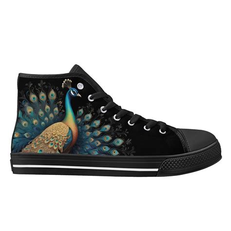 Colorful Peacock Shoes High Top Canvas Shoes Unisex Shoes Cute