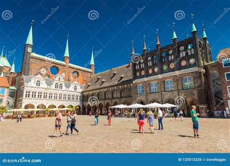 Lubeck Germany View Of The Central Square Of Lubeck And City