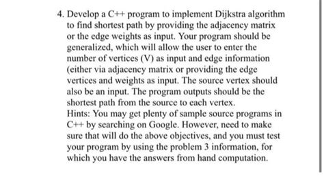 Solved 4 Develop A C Program To Implement Dijkstra