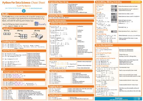 Data Camp Numpy Cheat Sheet It Ebooks Z Lib 2 Python For Data