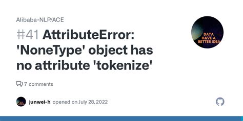 AttributeError NoneType Object Has No Attribute Tokenize Issue Alibaba NLP ACE GitHub