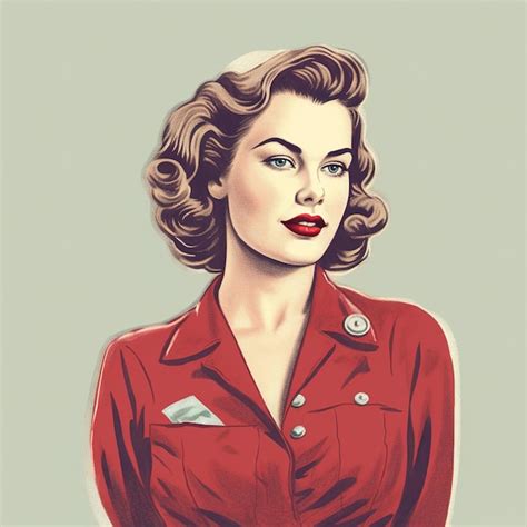 Premium Ai Image Style Retro Pin Up Girl Illustration