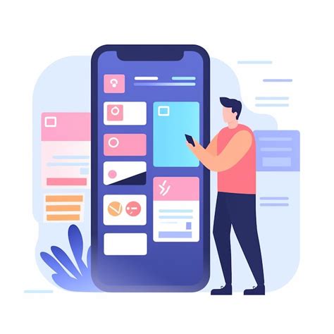 Ui 設計團隊在思考草圖線框的平面插圖 Premium Ai Generated Image