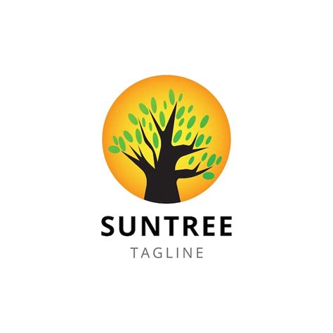 Sun Tree Logo Tree Life With Moon Or Sun Logo Design Vector 5100000