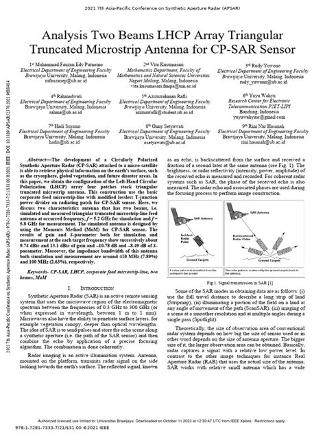 Analysis Two Beams Lhcp Array Triangular Truncated Microstrip Antenna