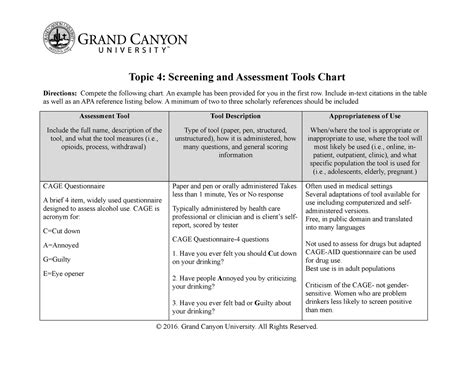 Topic 4 Assessment Chart Worksheet Topic 4 Screening And