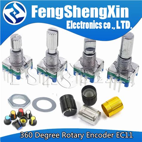 하프 플럼 360 도 로터리 인코더 코드 스위치 Ec11 디지털 전위차계 5 핀 핸들 길이 15mm 20mm 로트 당