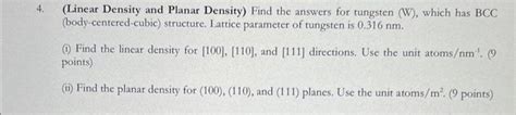Solved Linear Density And Planar Density Find The Chegg