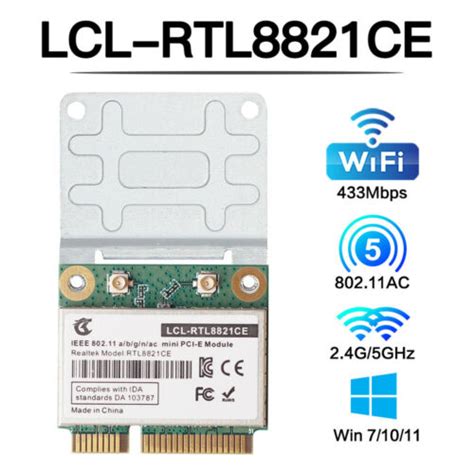 Realtek RTL8821CE Mini PCI E WiFi Bluetooth Card Dual Band 802 11abgn Ac Windows EBay