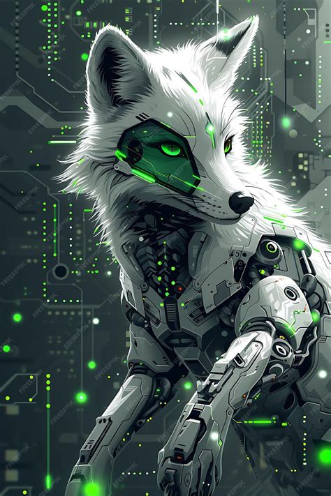 Premium Photo Portrait Of Arctic Fox With Cybernetic Limb