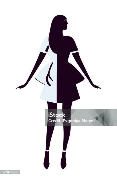 패션 모델 파란색 드레스 벡터 삽화를 입은 흑인 아름 다운 여자의 실루엣입니다 실루엣에 대한 스톡 벡터 아트 및 기타 이미지 실루엣 일러스트레이션 Fashion