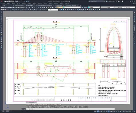 拱型塔钢箱梁斜拉桥天桥设计图 Autocad 2000 模型图纸下载 懒石网