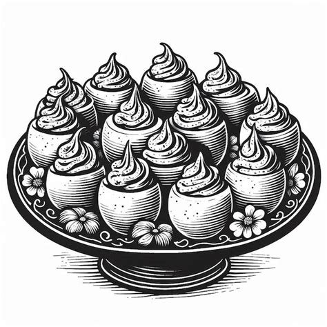 Premium Vector Deviled Egg Platter Silhouette Line Art Vector