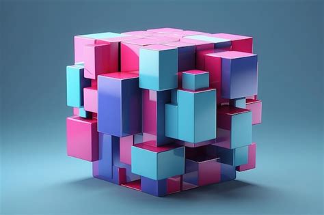 Abstract 3d Render Cube Shape Geometric Design 3d Illustration Premium Ai Generated Image
