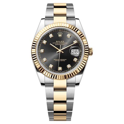 Rolex Datejust 41mm Black Diamond Dial Fluted Bezel Oyster Bracelet