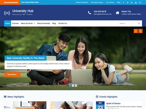 University Hub Responsive Education Theme