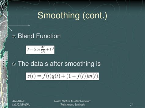 Ppt Motion Capture Assisted Animation Texturing And Synthesis