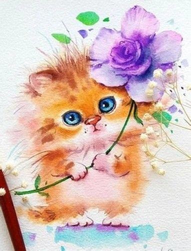 Пин от пользователя Elenadudkina на доске кошки мультяшки Акварельные иллюстрации Иллюстрации