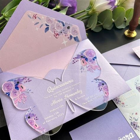 Acrylic Butterfly Quinceañera Invitation Etsy Artofit