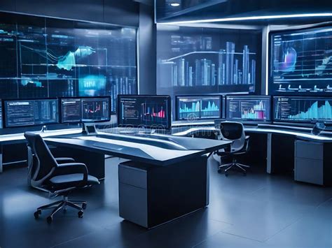 Advanced Technology Command Center With Global Data Visualization And Analysis Stock