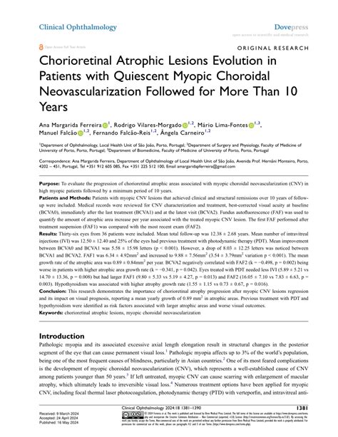 Pdf Chorioretinal Atrophic Lesions Evolution In Patients With